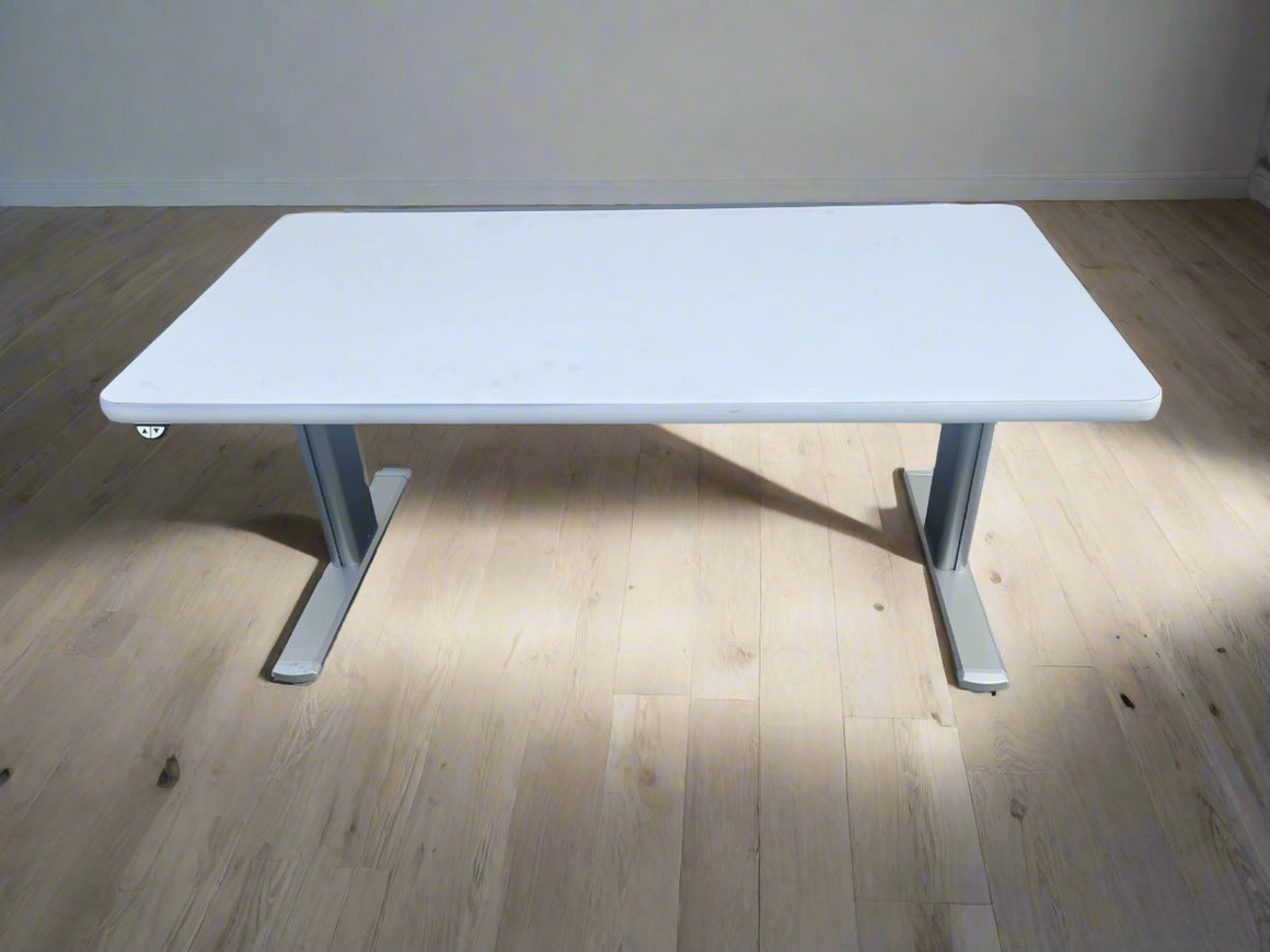 Brushed Steel Tanker Desk with Formica Top - Recycled Office Furnishings