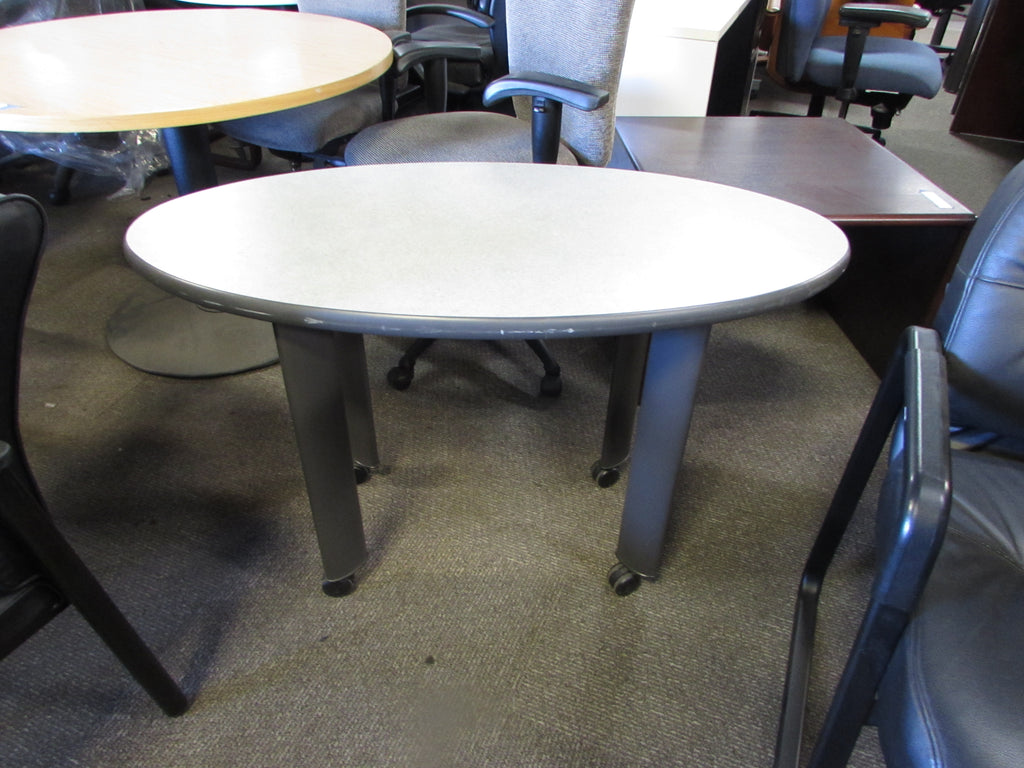 Steelcase Small Oval Office Tables with Wheels - Grey - Recycled Office ...